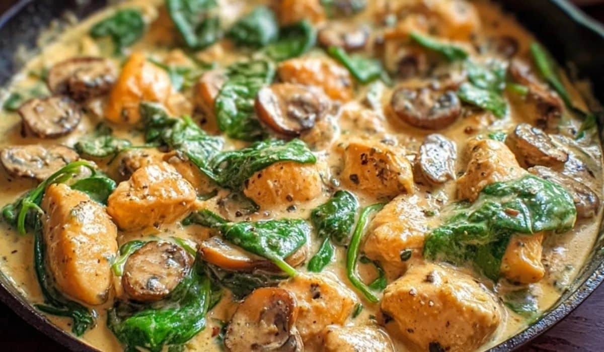 Creamy Chicken Mushroom Spinach Skillet: 1-Pan Wonder