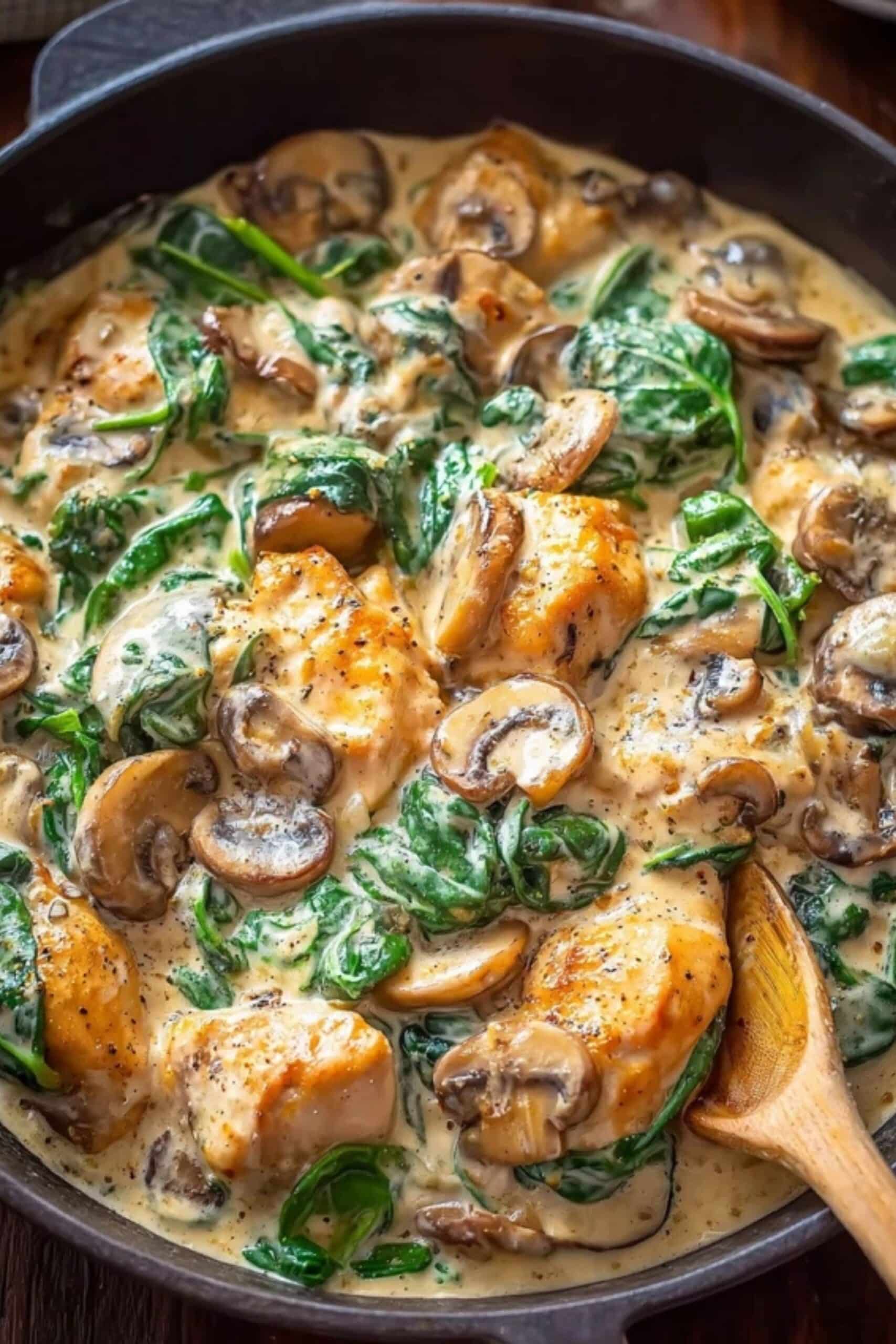 Creamy Chicken Mushroom Spinach Skillet: 1-Pan Wonder